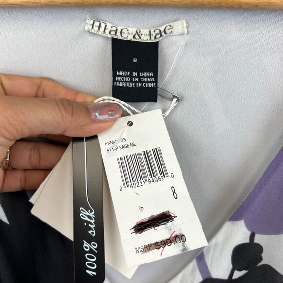 mac & jac | Dresses | New Mac And Jac Abstract Purple And Black Floral ...